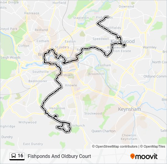 16 Route: Schedules, Stops & Maps - Fishponds And Oldbury Court (Updated)