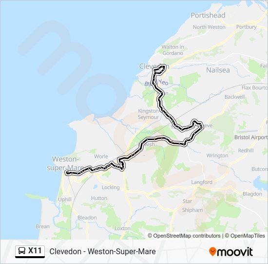 X11 Route: Schedules, Stops & Maps - Clevedon Triangle (Updated)