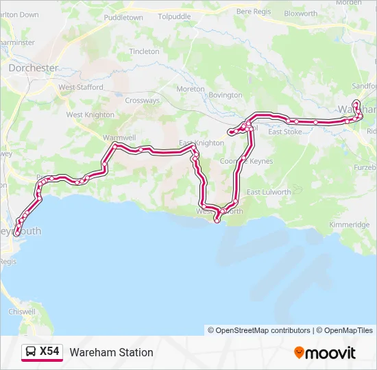 X54 Route: Schedules, Stops & Maps - Wareham Station (Updated)