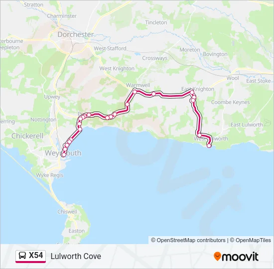 X54 Route: Schedules, Stops & Maps - Lulworth Cove (Updated)