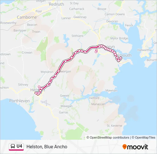 U4 Route: Schedules, Stops & Maps - Helston, Blue Ancho (Updated)