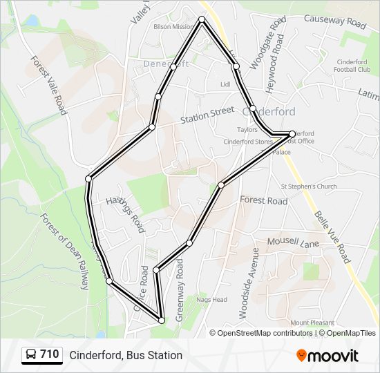 710 Route: Schedules, Stops & Maps - Cinderford, Bus Station (Updated)
