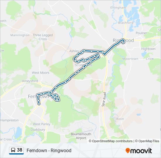38 Route: Schedules, Stops & Maps - Ferndown (Updated)