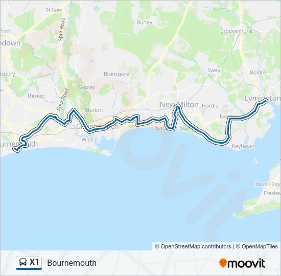 X1 Route: Schedules, Stops & Maps - Bournemouth (Updated)