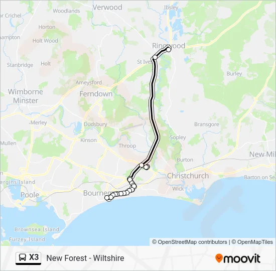 X3 Route: Schedules, Stops & Maps - Bournemouth (Updated)