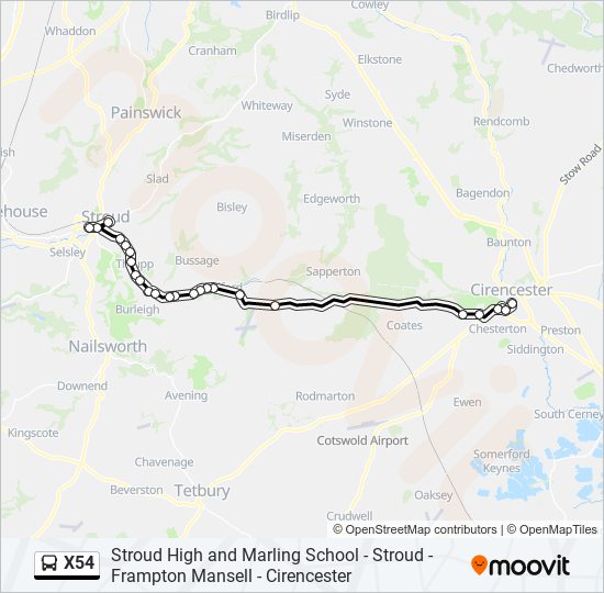 x54 Route: Schedules, Stops & Maps - Stroud (Updated)