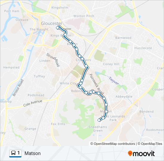 1 Route: Schedules, Stops & Maps - Matson (Updated)