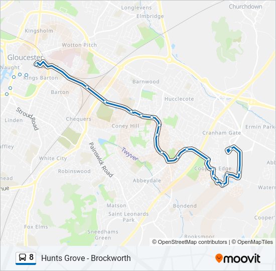 8 Route: Schedules, Stops & Maps - Brockworth (Updated)