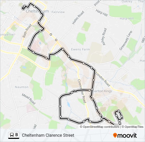 B Route: Schedules, Stops & Maps - Cheltenham Clarence Street (Updated)