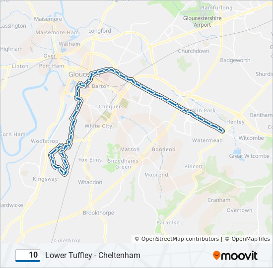 10 Route: Schedules, Stops & Maps - Brockworth (Updated)