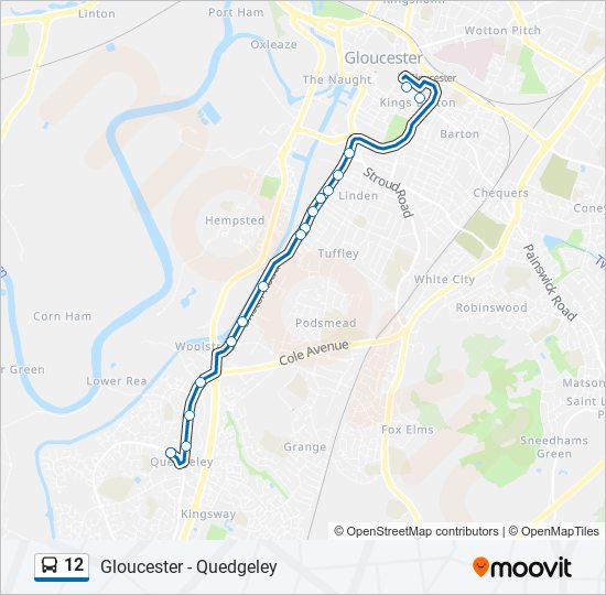 12 Route: Schedules, Stops & Maps - Quedgeley (Updated)