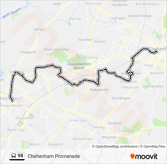 98 Route: Schedules, Stops & Maps - Cheltenham Promenade (Updated)