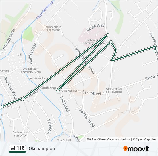 118 Route: Schedules, Stops & Maps - Okehampton (Updated)