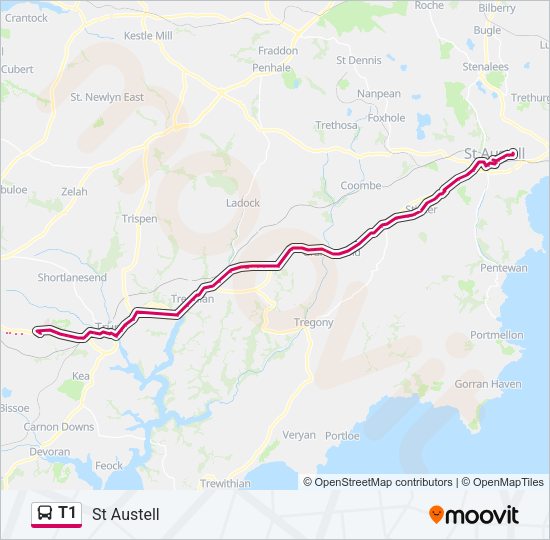 t1 Route: Schedules, Stops & Maps - St Austell (Updated)