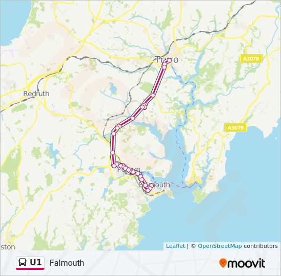 First Kernow U1 Route: Schedules, Stops & Maps - Falmouth