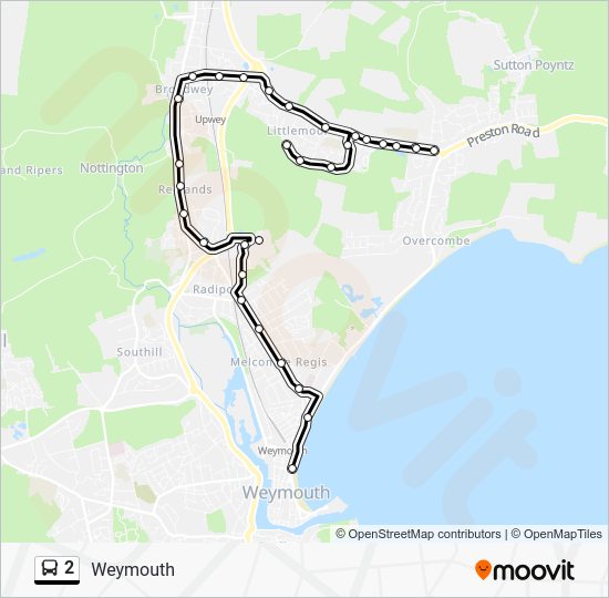 2 Route: Schedules, Stops & Maps - Weymouth (Updated)