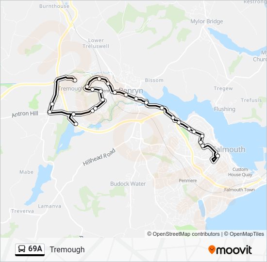 69A Route: Schedules, Stops & Maps - Tremough (Updated)