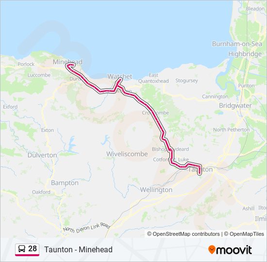 28 Route: Schedules, Stops & Maps - Minehead (Updated)