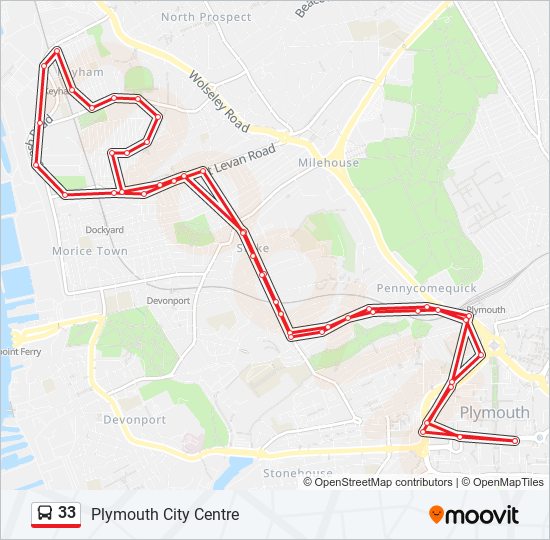 33 Route: Schedules, Stops & Maps - Plymouth City Centre (Updated)
