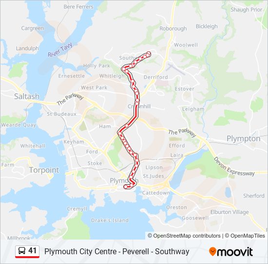 41 Route: Schedules, Stops & Maps - Plymouth City Centre (Updated)