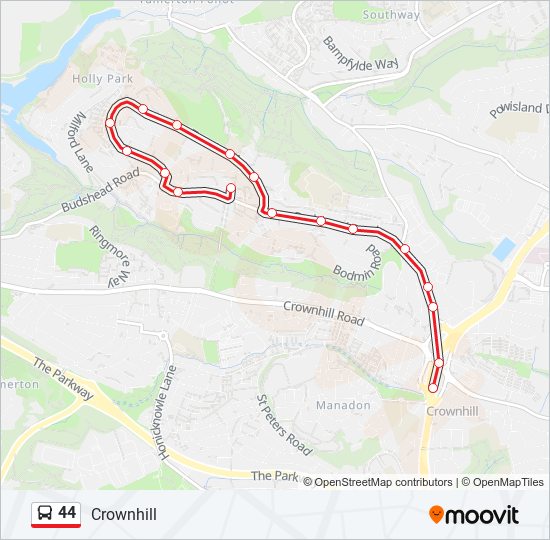 44 Route: Schedules, Stops & Maps - Crownhill (Updated)