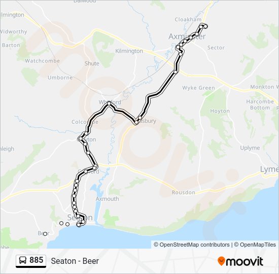 885 Route: Schedules, Stops & Maps - Seaton - Beer (Updated)