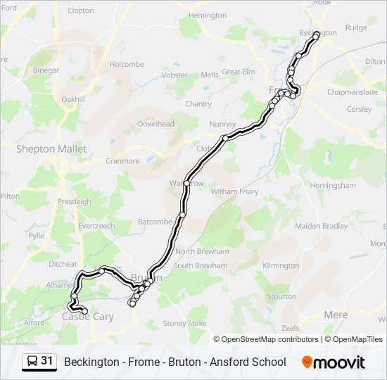 31 Route: Schedules, Stops & Maps - Beckington (Updated)