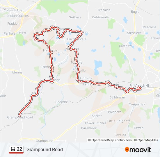 22 Route: Schedules, Stops & Maps - Grampound Road (Updated)