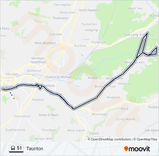 51 Route: Schedules, Stops & Maps - Taunton (Updated)