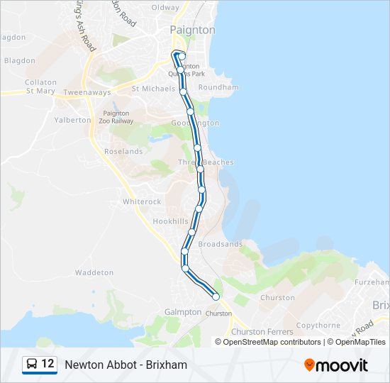 12 Route: Schedules, Stops & Maps - Paignton (Updated)