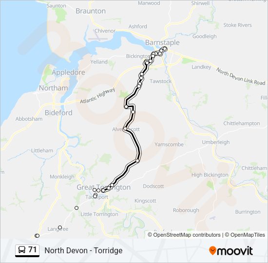 71 Route: Schedules, Stops & Maps - Barnstaple Bus Station (Updated)