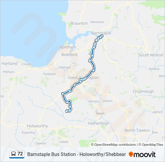 72 Route: Schedules, Stops & Maps - Barnstaple (Updated)