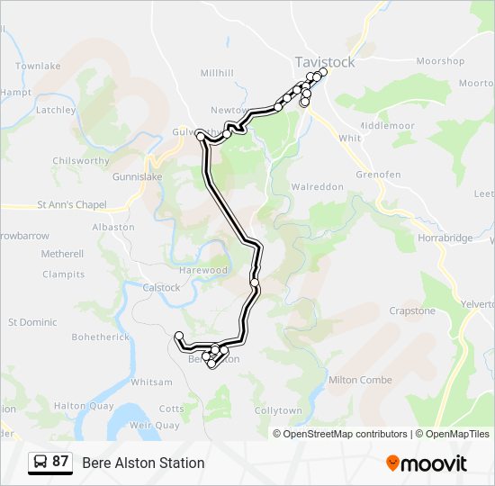 87 Route: Schedules, Stops & Maps - Bere Alston Station (Updated)