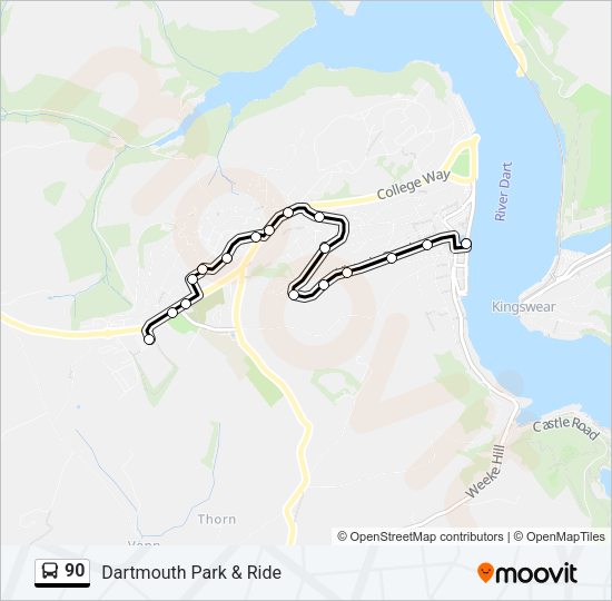 90 Route: Schedules, Stops & Maps - Dartmouth Park & Ride (Updated)