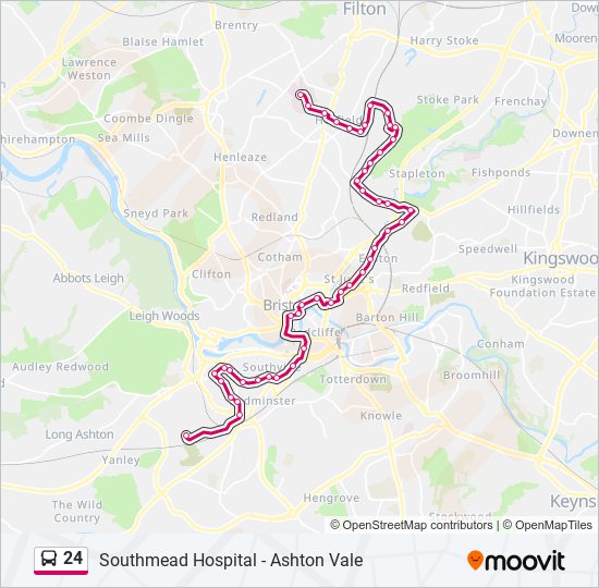 24 Route: Schedules, Stops & Maps - Southmead (Updated)