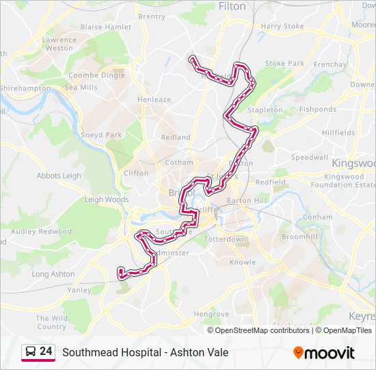24 Route: Schedules, Stops & Maps - Southmead Hospital (Updated)