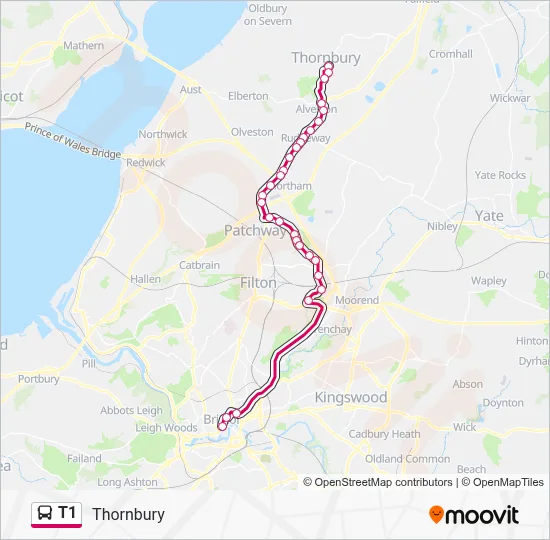 T1 Route: Schedules, Stops & Maps - Thornbury (Updated)