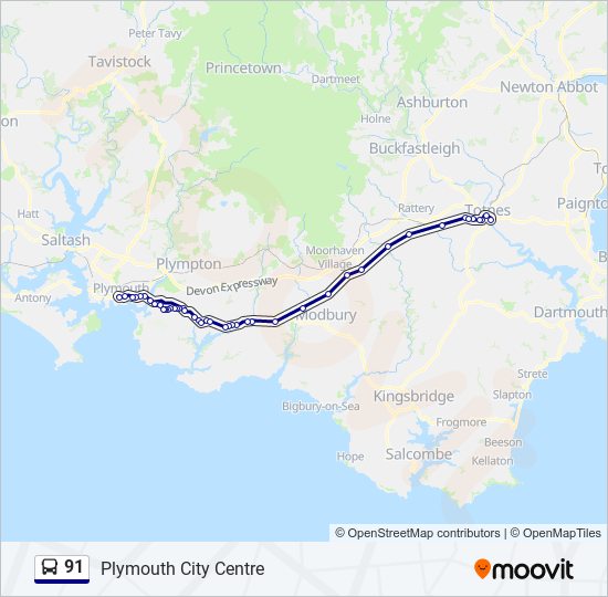 91 Route: Schedules, Stops & Maps - Plymouth City Centre (Updated)
