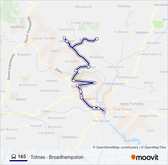 165 Route: Schedules, Stops & Maps - Broadhempston (Updated)