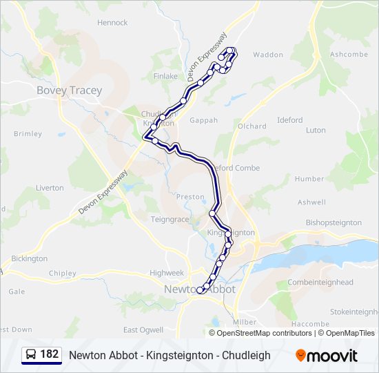 182 Route: Schedules, Stops & Maps - Chudleigh (Updated)