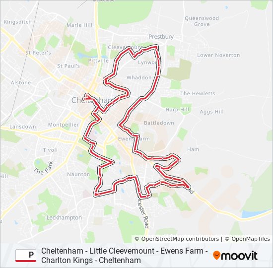 p Route: Schedules, Stops & Maps - Cheltenham (Updated)
