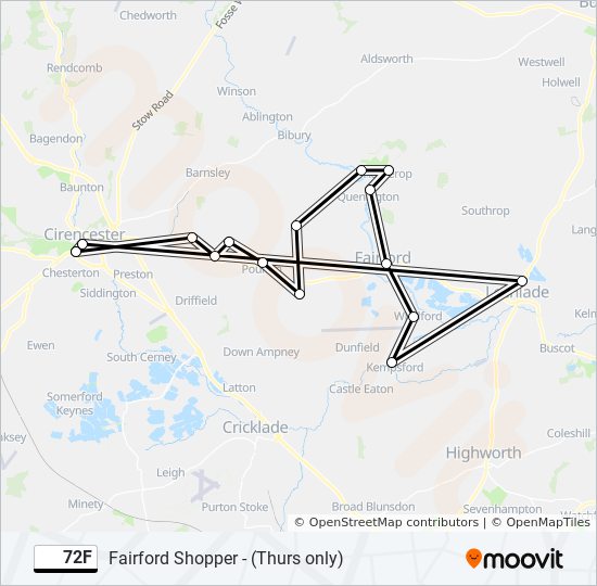 72f Route: Schedules, Stops & Maps - Cirencester (Updated)