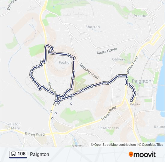 108 Route: Schedules, Stops & Maps - Paignton (Updated)