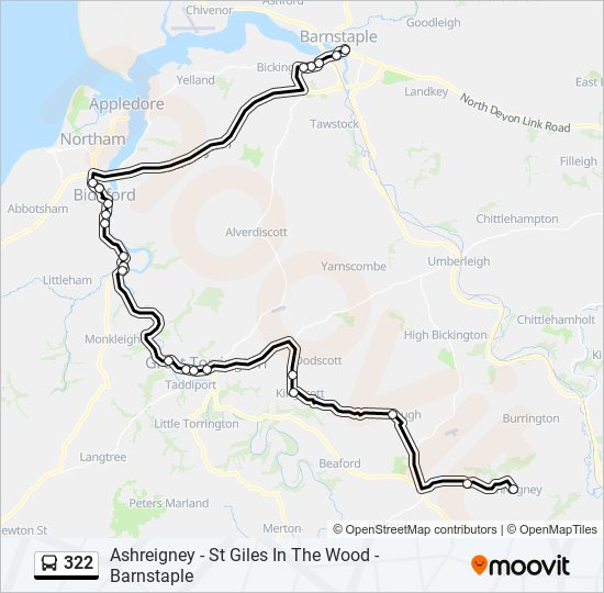 322 Route: Schedules, Stops & Maps - Barnstaple (Updated)