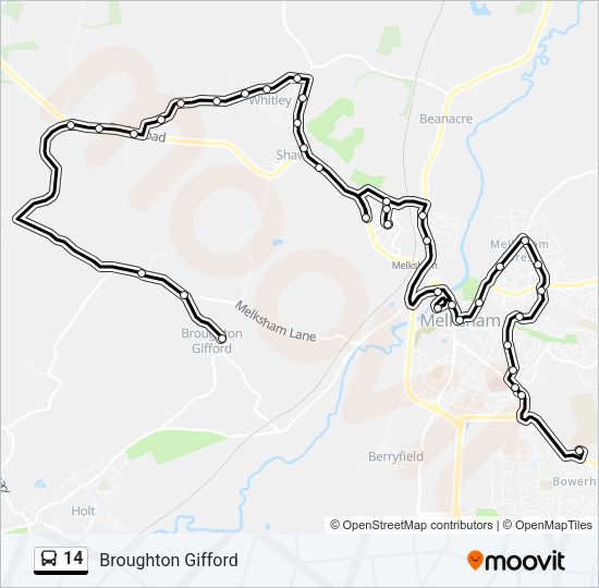 14 Route: Schedules, Stops & Maps - Broughton Gifford (Updated)