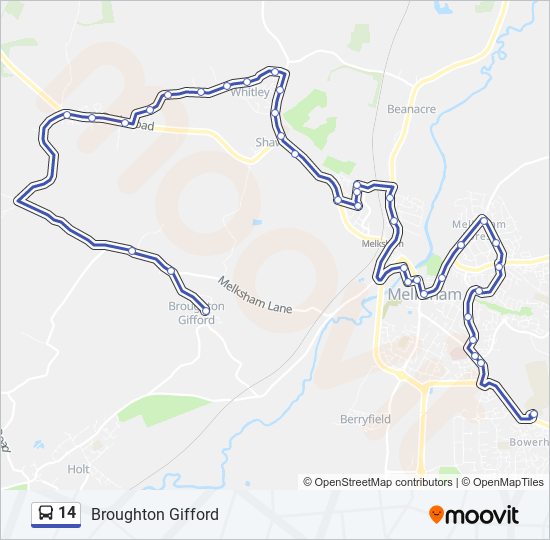 14 Route: Schedules, Stops & Maps - Broughton Gifford (Updated)
