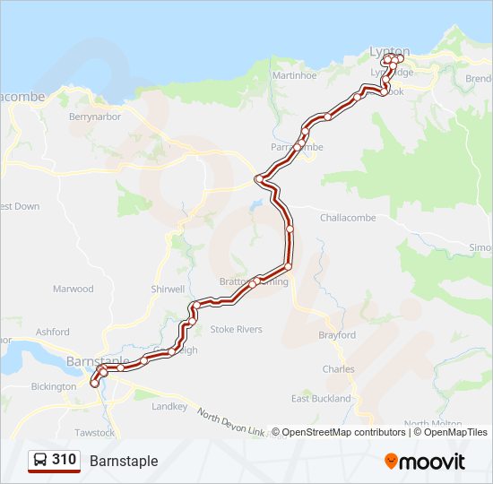 310 Route: Schedules, Stops & Maps - Barnstaple (Updated)