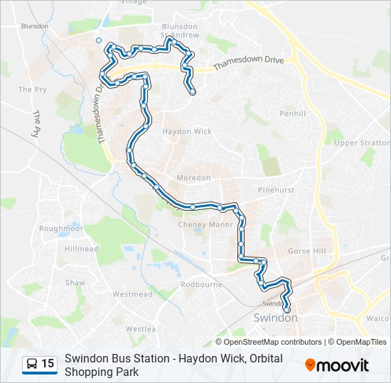 15 Route: Schedules, Stops & Maps - Haydon Wick (Updated)