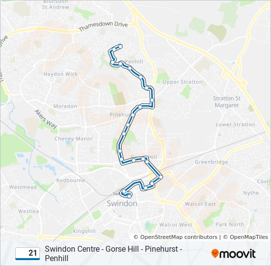 21 Route: Schedules, Stops & Maps - Penhill (Updated)