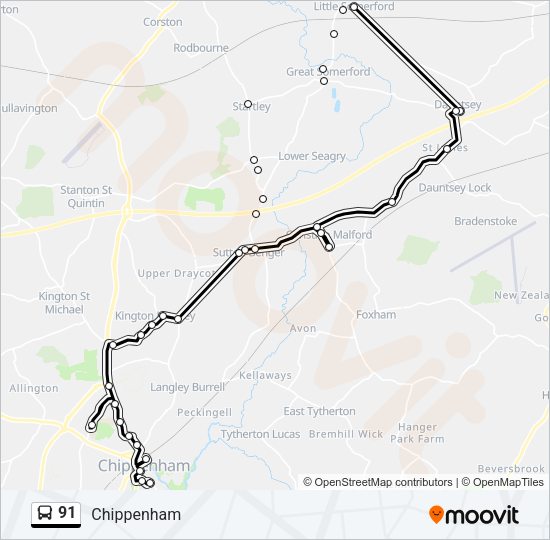 91 Route: Schedules, Stops & Maps - Chippenham (Updated)
